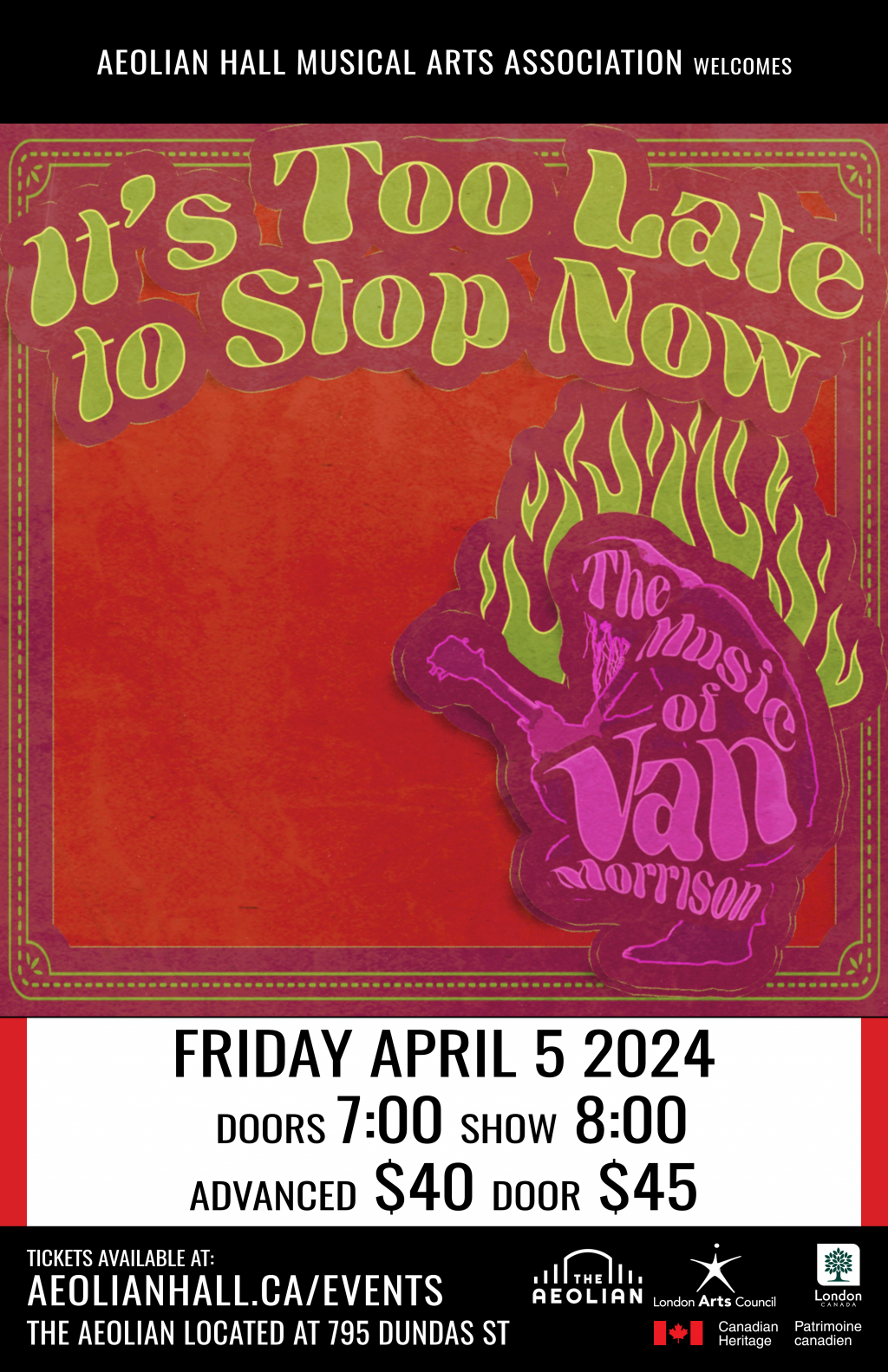 It’s Too Late To Stop Now: The Music of Van Morrison – The Aeolian Hall